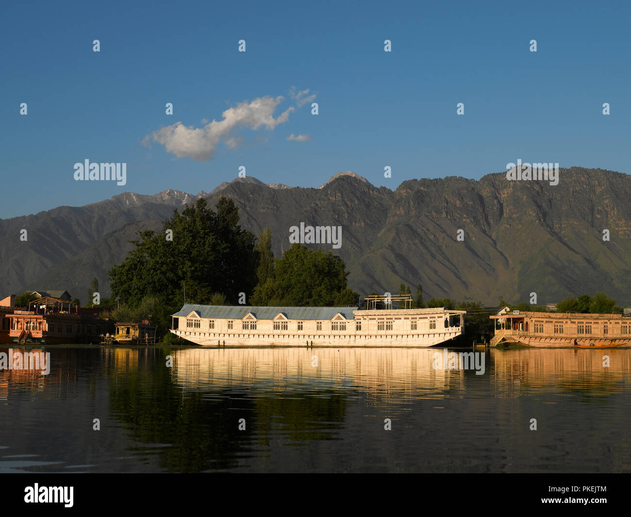 HOUSE BOATS ON NIGEEN LAKE, SRINAGAR, KASHMIR, INDIA, ASIA Stock Photo ...