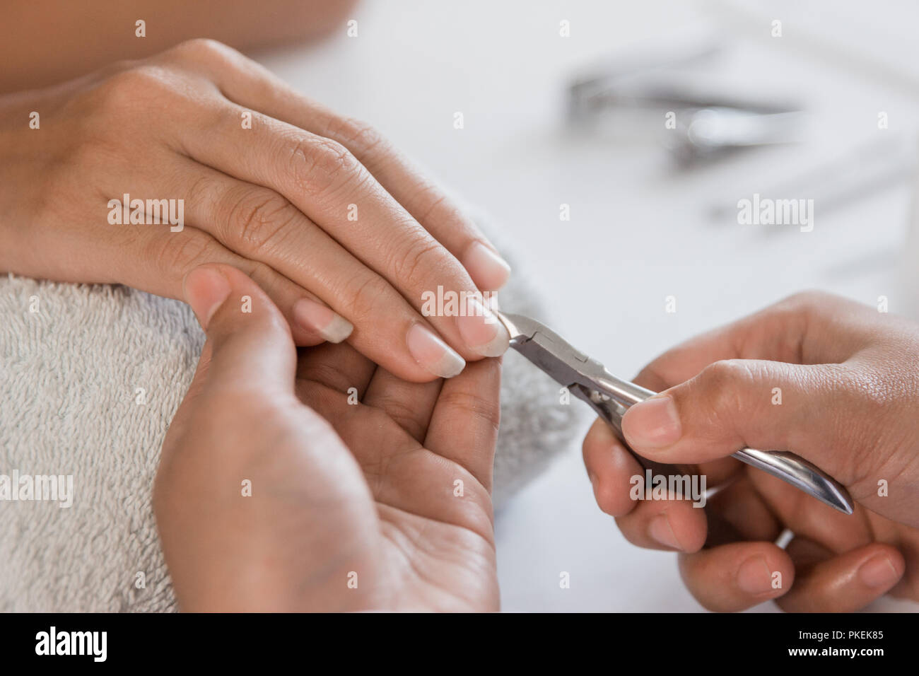 Beautician using cuticle pusher hi-res stock photography and images - Alamy