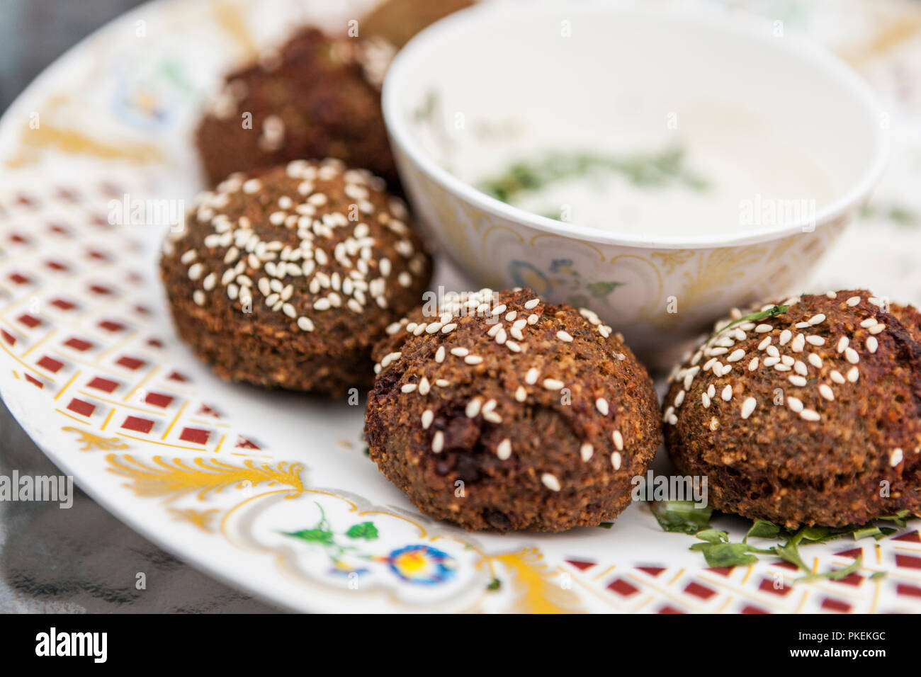 A plate of falafel in old Dubai, United Arab Emirates Stock Photo - Alamy