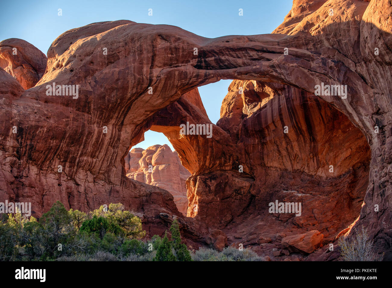 Double Arch, Arches national park, Moab, Utah, USA Stock Photo - Alamy