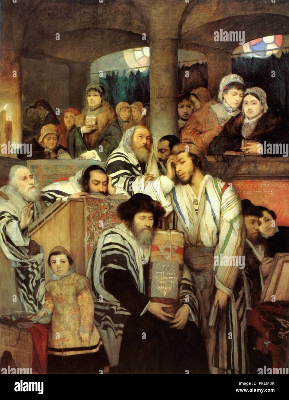 Gottlieb Maurycy - Jews Praying in the Synagogue on Yom Kippur Stock ...