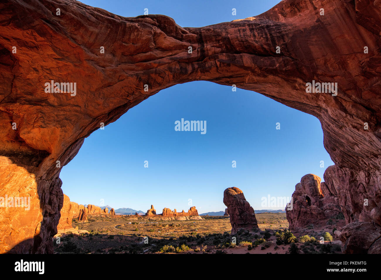 Double Arch, Arches national park, Moab, Utah, USA Stock Photo - Alamy