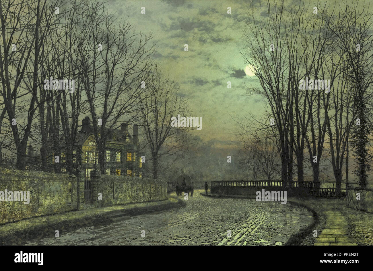 Grimshaw John Atkinson - Moonlight After Rain Stock Photo - Alamy