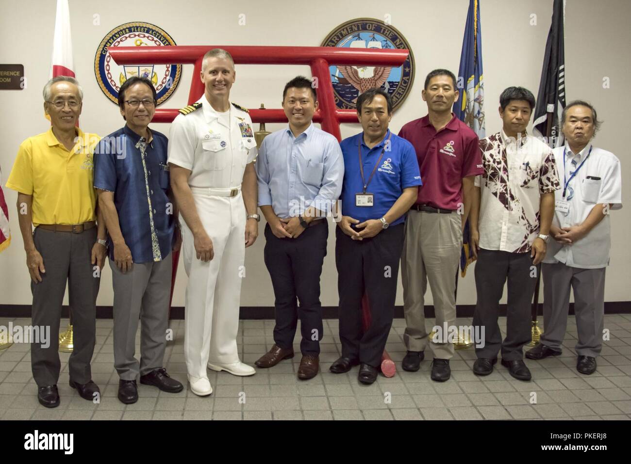 OKINAWA, Japan (August 1, 2018) Capt. Robert Mathewson (third from left ...