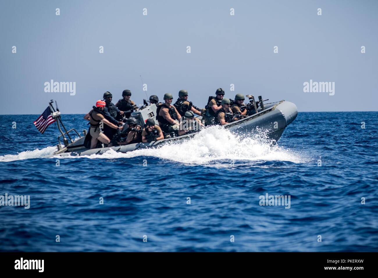 RED SEA (July 31, 2018) U.S. Navy Sailors assigned to a visit, board ...