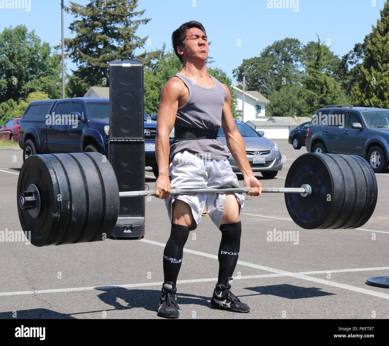 Weighing in at 122 lbs., 16 year-old, Justin Madarang, a civilian ...