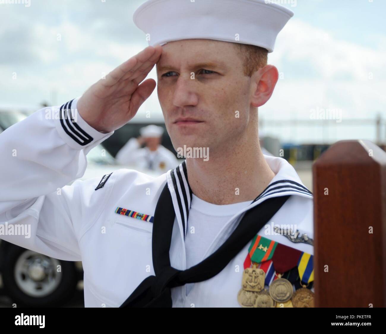 NORFOLK, Va. (Aug. 1, 2018) A Sailor, assigned to Submarine Squadron ...