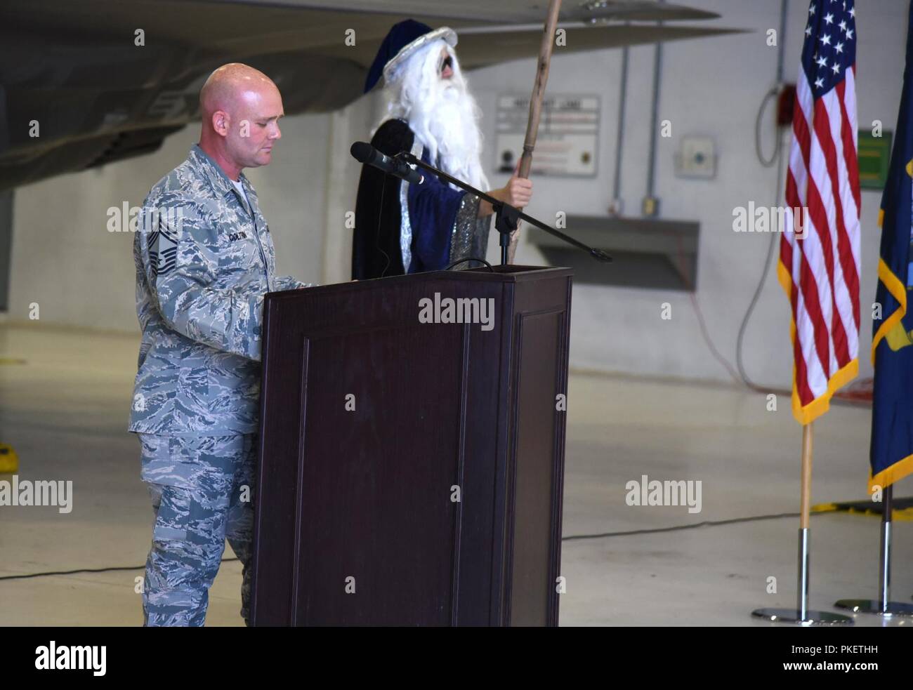 Chief Master Sgt. Matthew Coltrin addresses attendees during the first ...