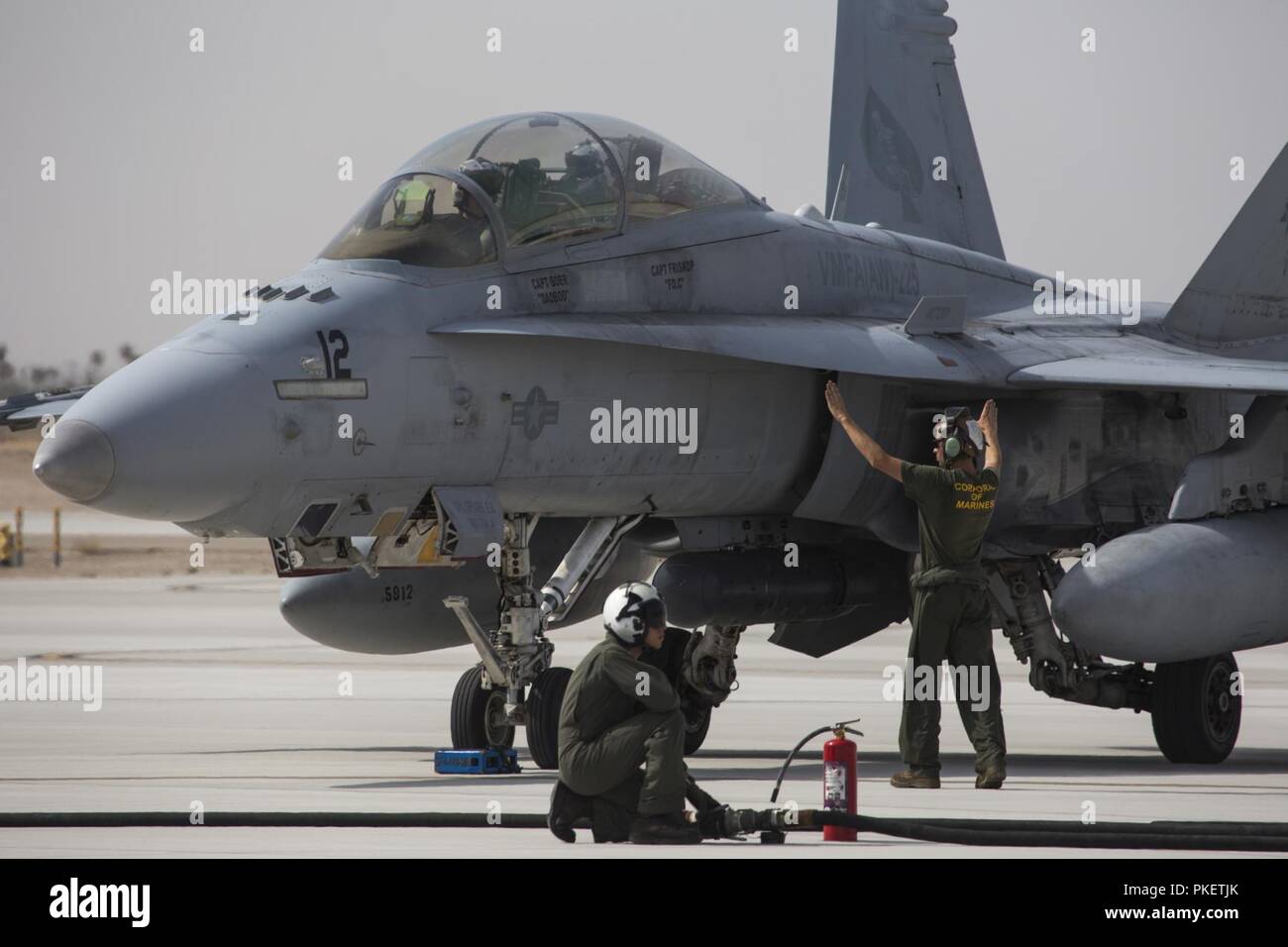 U.S. Marines with Marine Aerial Refueler Transport Squadron (VMGR) 352 ...