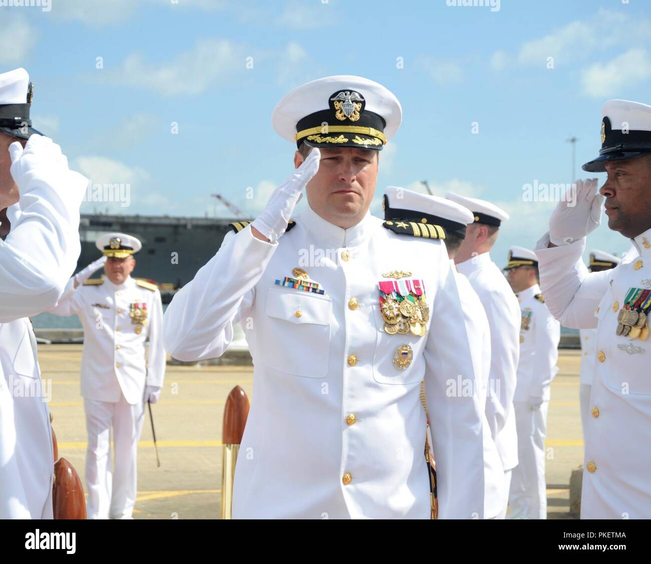 NORFOLK, Va. (Aug. 1, 2018) Capt. Carl Hartsfield, Commander, Submarine ...
