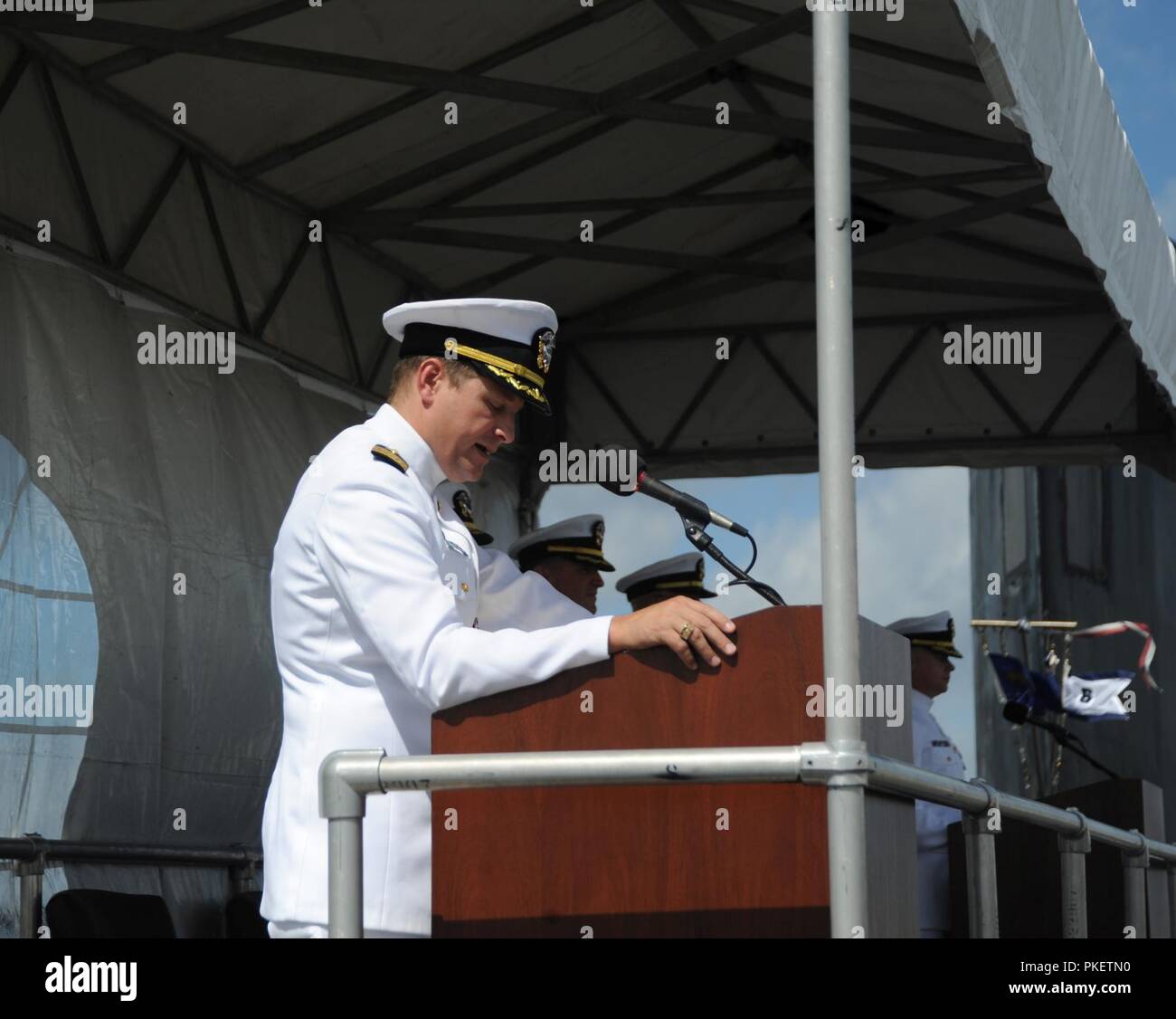 NORFOLK, Va. (Aug. 1, 2018) Capt. Martin Muckian, the incoming commander of Submarine Squadron ...