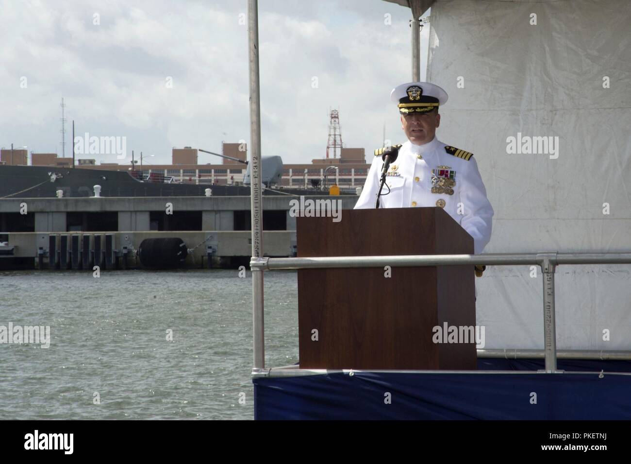 NORFOLK, Va. (Aug. 1, 2018) Capt. Martin Muckian, the incoming ...