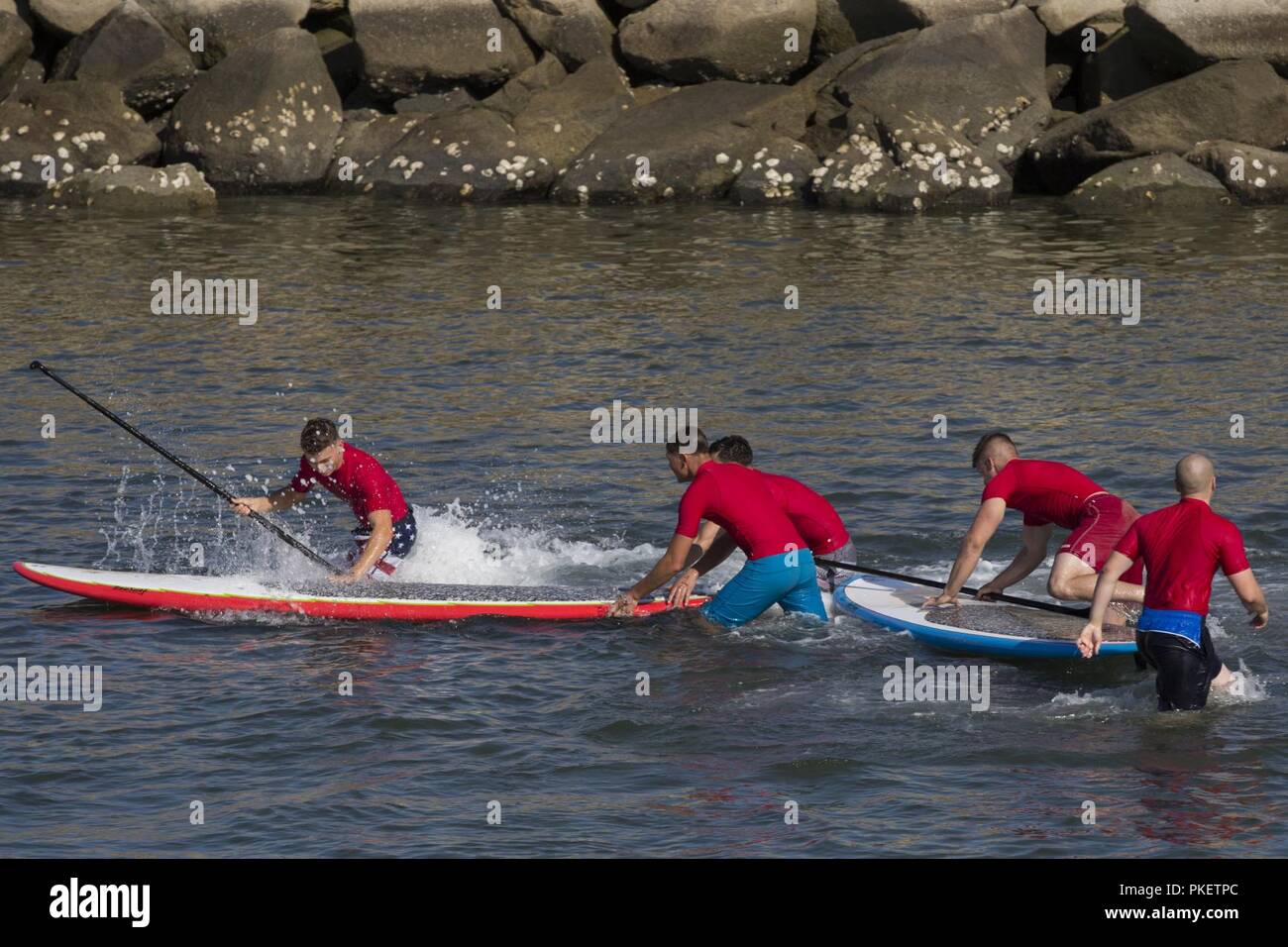 U.S. Marines prepare to paddleboard during the 2018 Commanding General ...