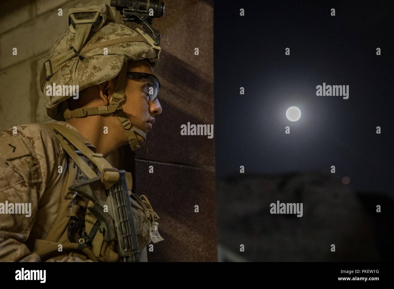 UNDISCLOSED LOCATION, MIDDLE EAST – U.S. Marine Corps Private First Class Alonso Galvan, a ...