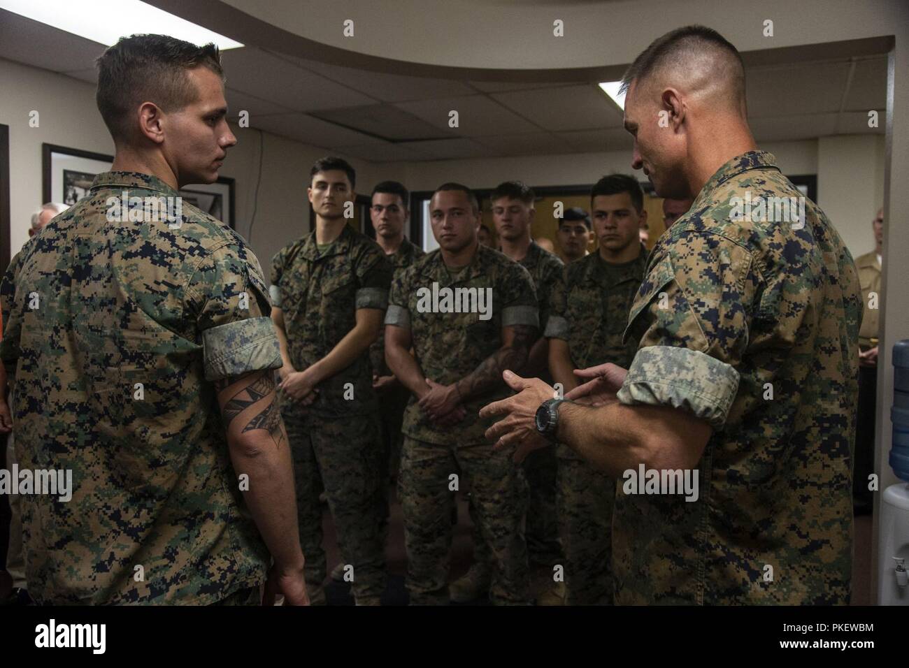Col. Kyle B. Ellison, commanding officer, 7th Marine Regiment, speaks ...