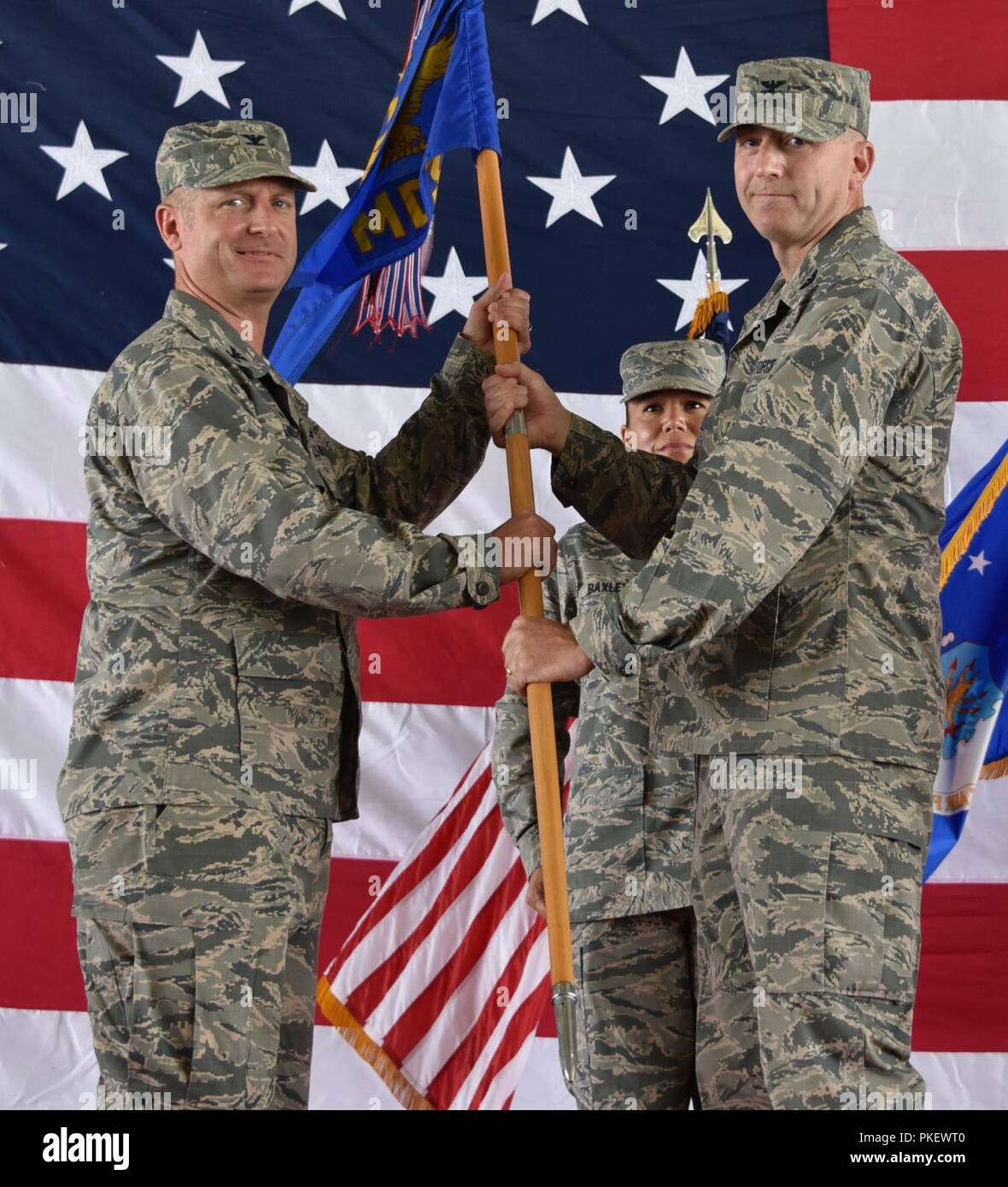 U.S. Air Force Col. Brian Laidlaw, 325th Fighter Wing commander, left ...