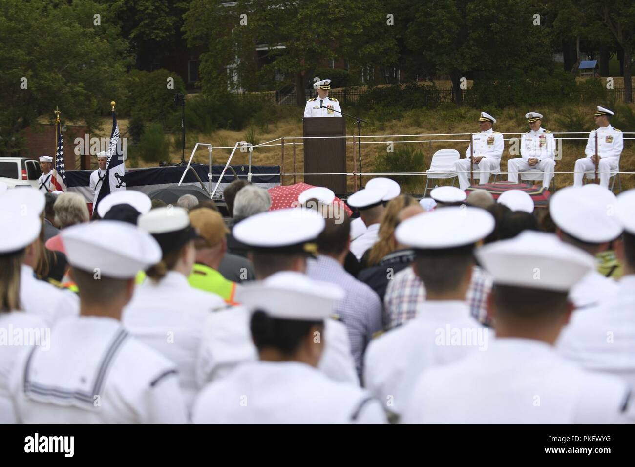 BREMERTON, Wash. (Aug. 2, 2018) - Capt. Chad Brooks, incoming commander ...