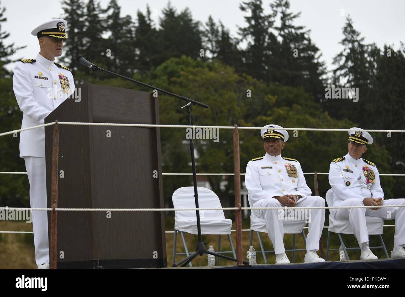 BREMERTON, Wash. (Aug. 2, 2018) - Capt. Chad Brooks, incoming commander ...