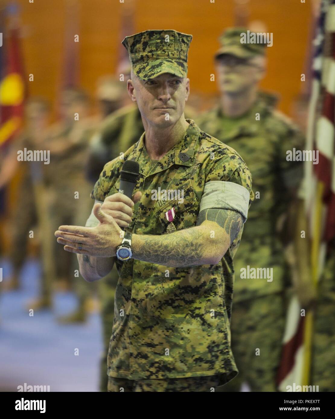 Sgt Maj Jason Hammock Participates In A Post And Relief Ceremony With