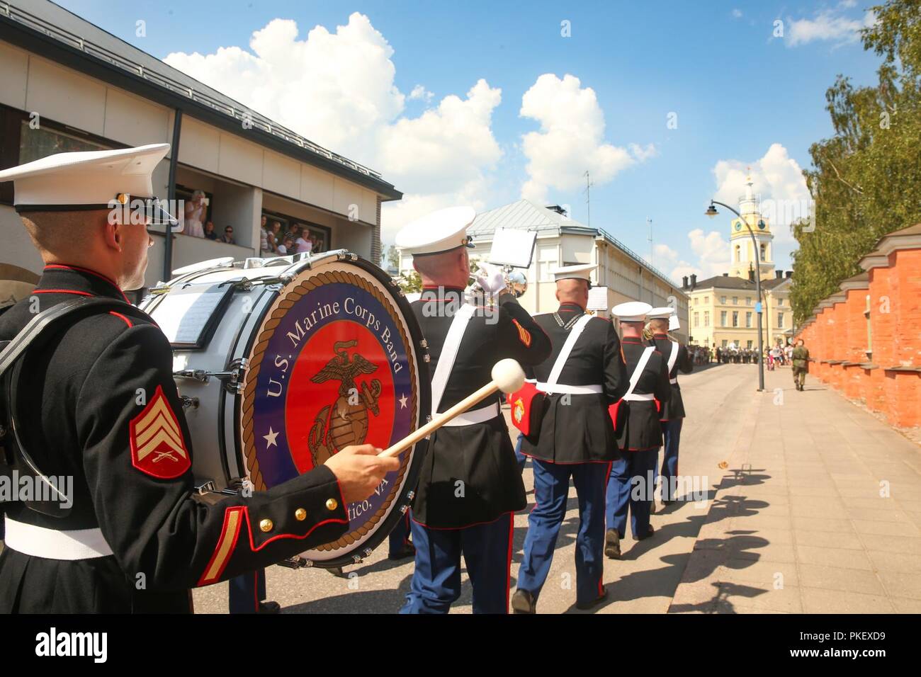 .S. Marines with the Marine Corps Base Quantico perform during the 2018 ...