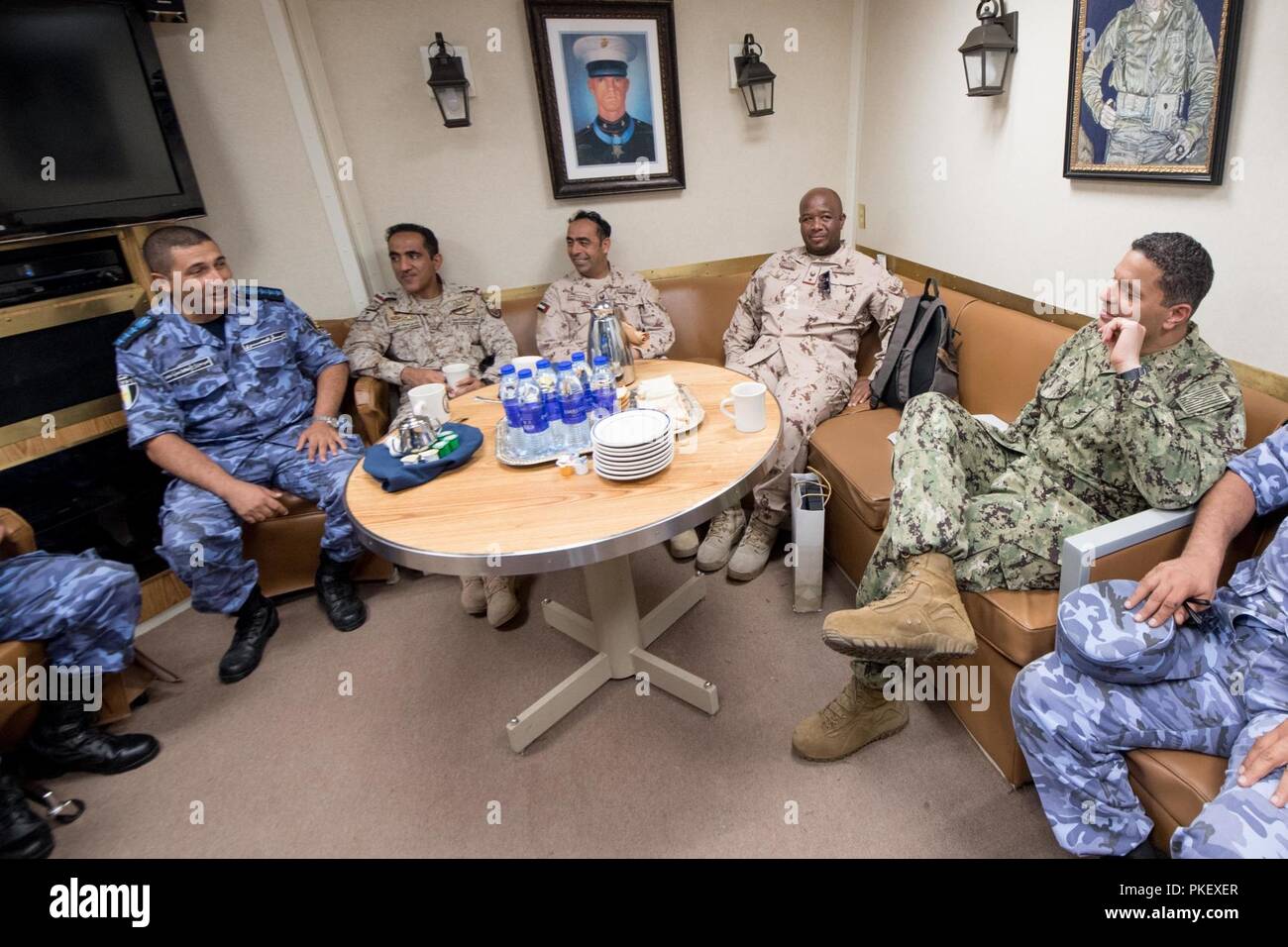 RED SEA (Aug 1, 2018) U.S. Navy Capt. Adan Cruz, right, commodore of U ...
