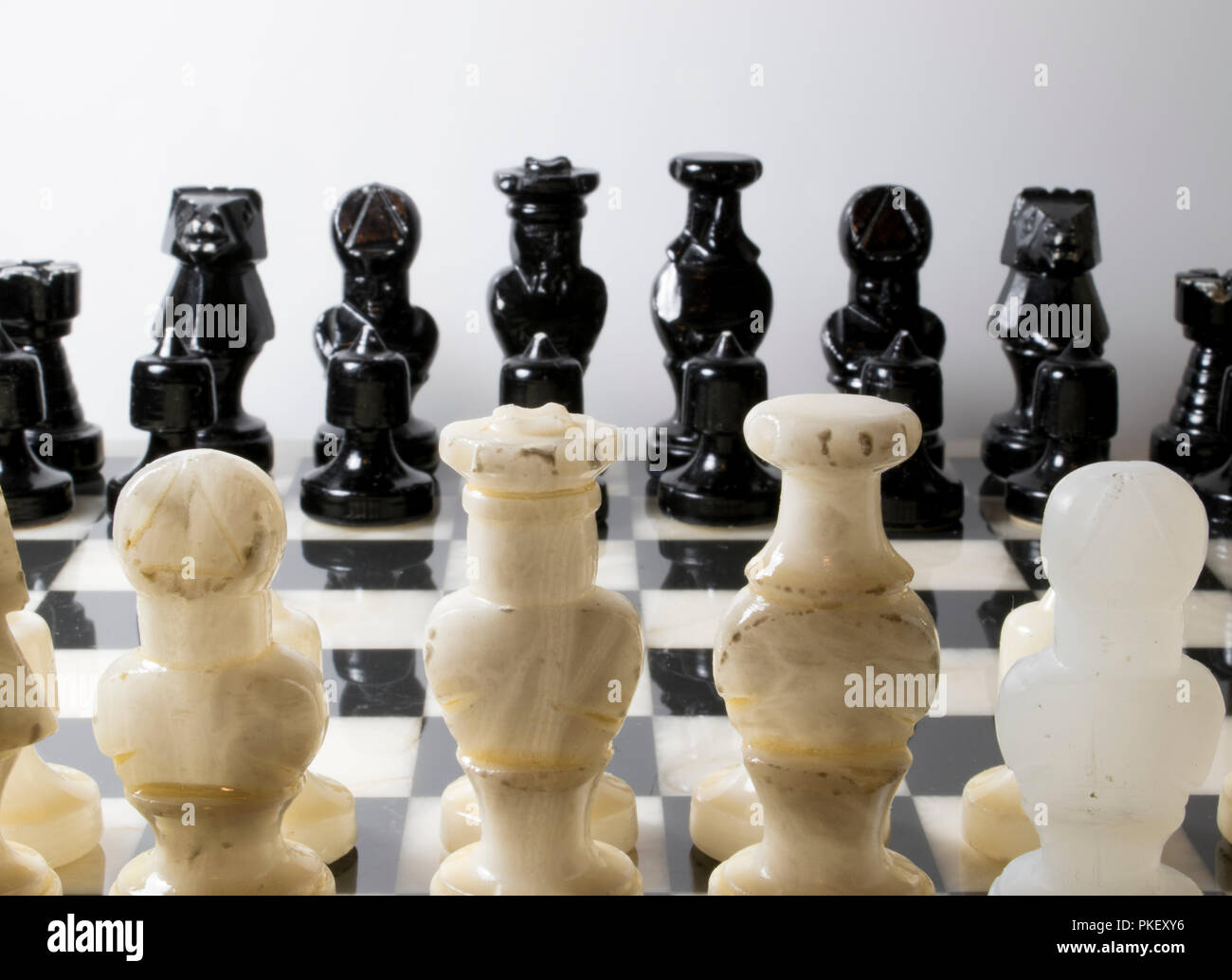 Chess Bored with white and black Pieces Stock Photo - Alamy