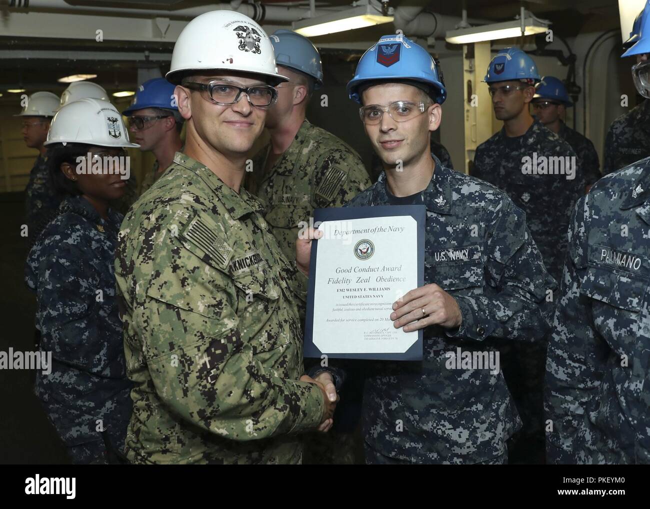 NEWPORT NEWS, Va. (Aug. 2, 2018) Electricians Mate 2nd Class Wesley ...