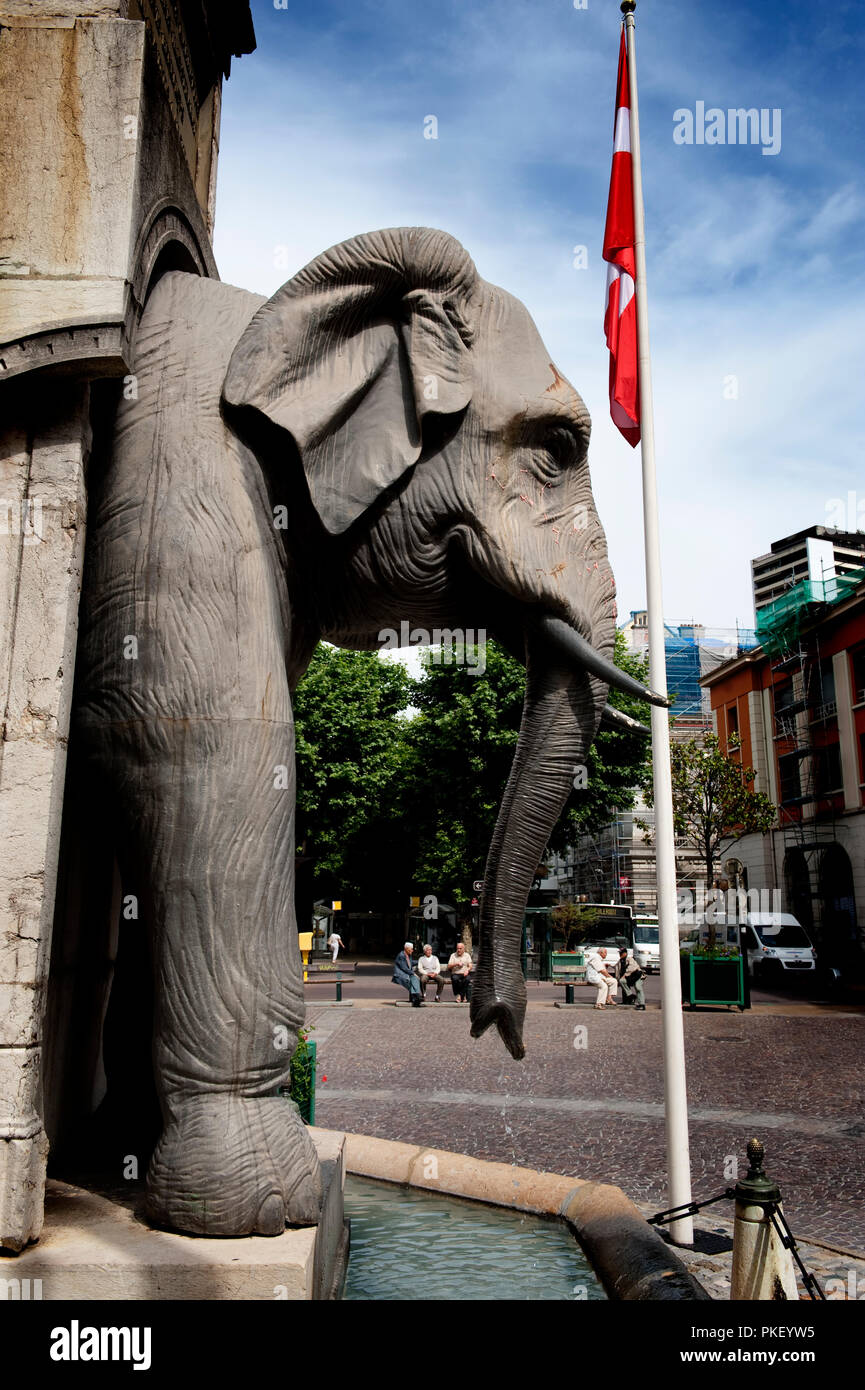 Fountain of elephants chambery france hi-res stock photography and ...
