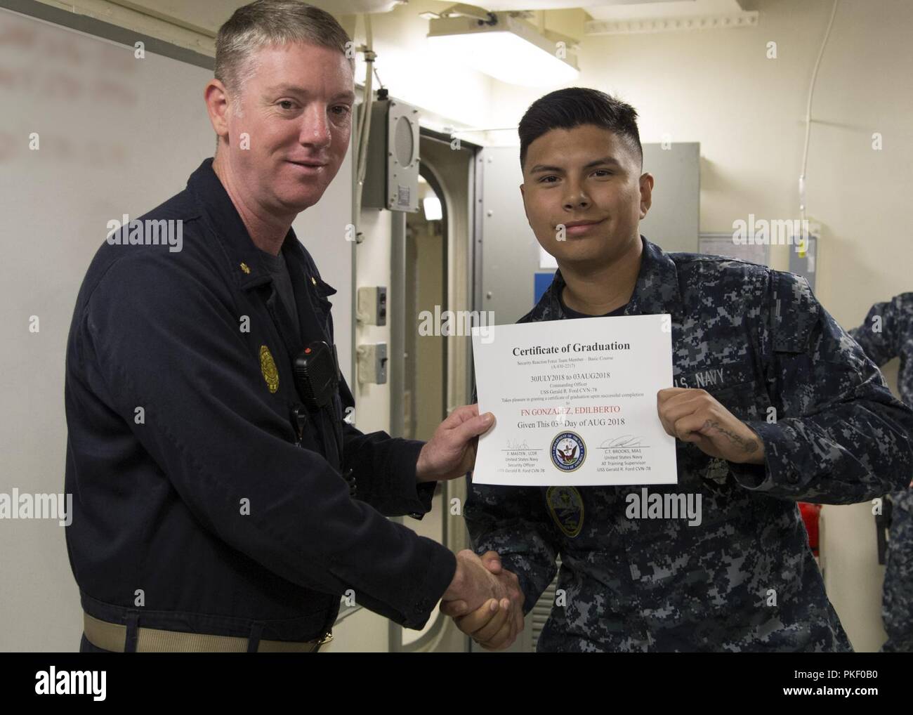 NEWPORT NEWS, Va. (Aug. 3, 2018) Fireman Edilberto Gonzalez, from ...