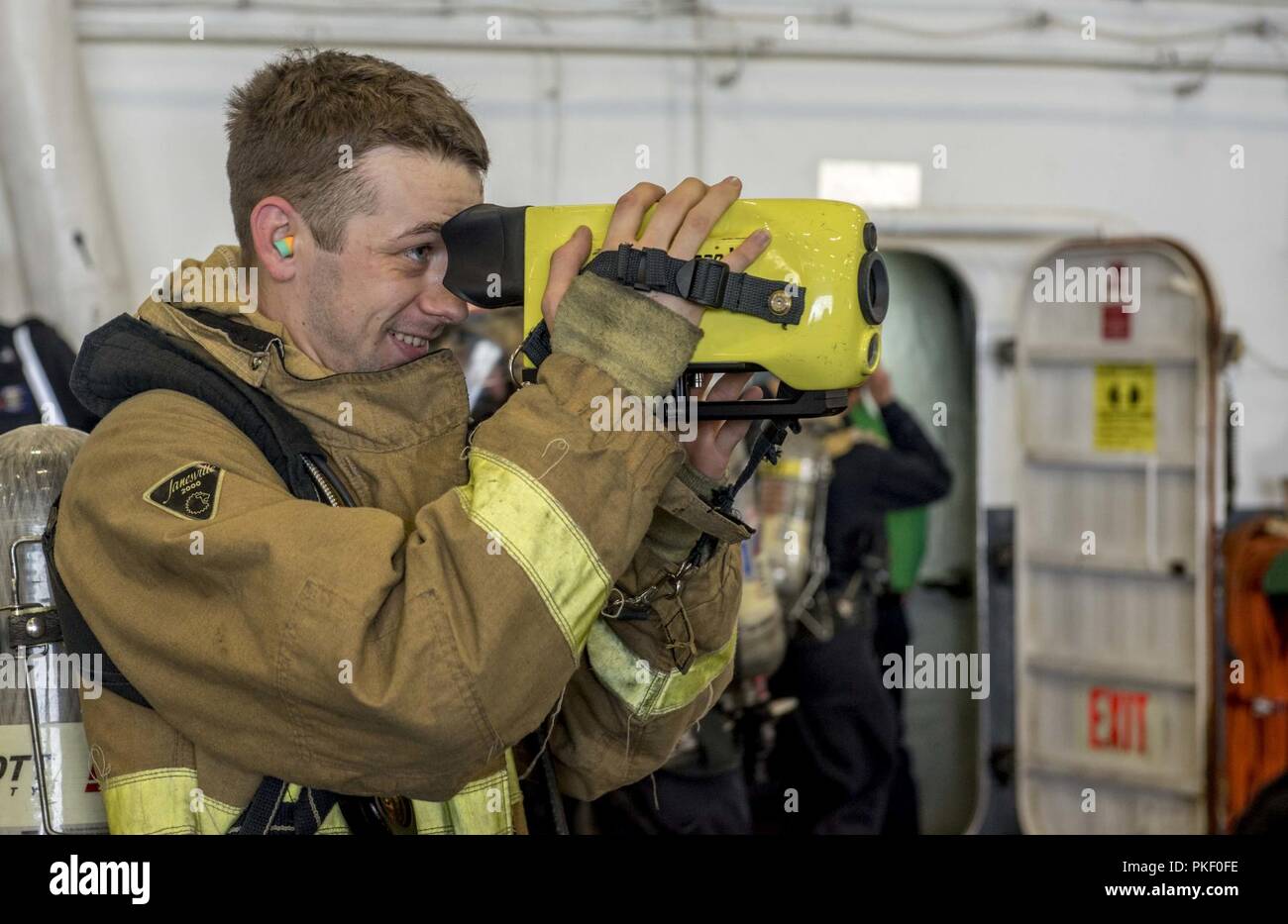 ATLANTIC OCEAN (Aug. 2, 2018) Damage Controlman 3rd Class Chase Purdue ...