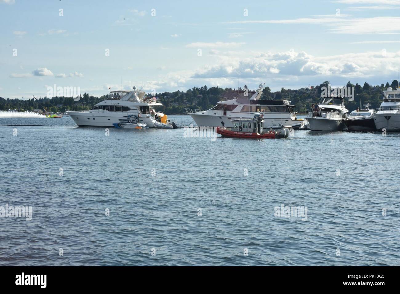 A Coast Guard boat crew aboard a 25-foot Response Boat-Small, conducts ...