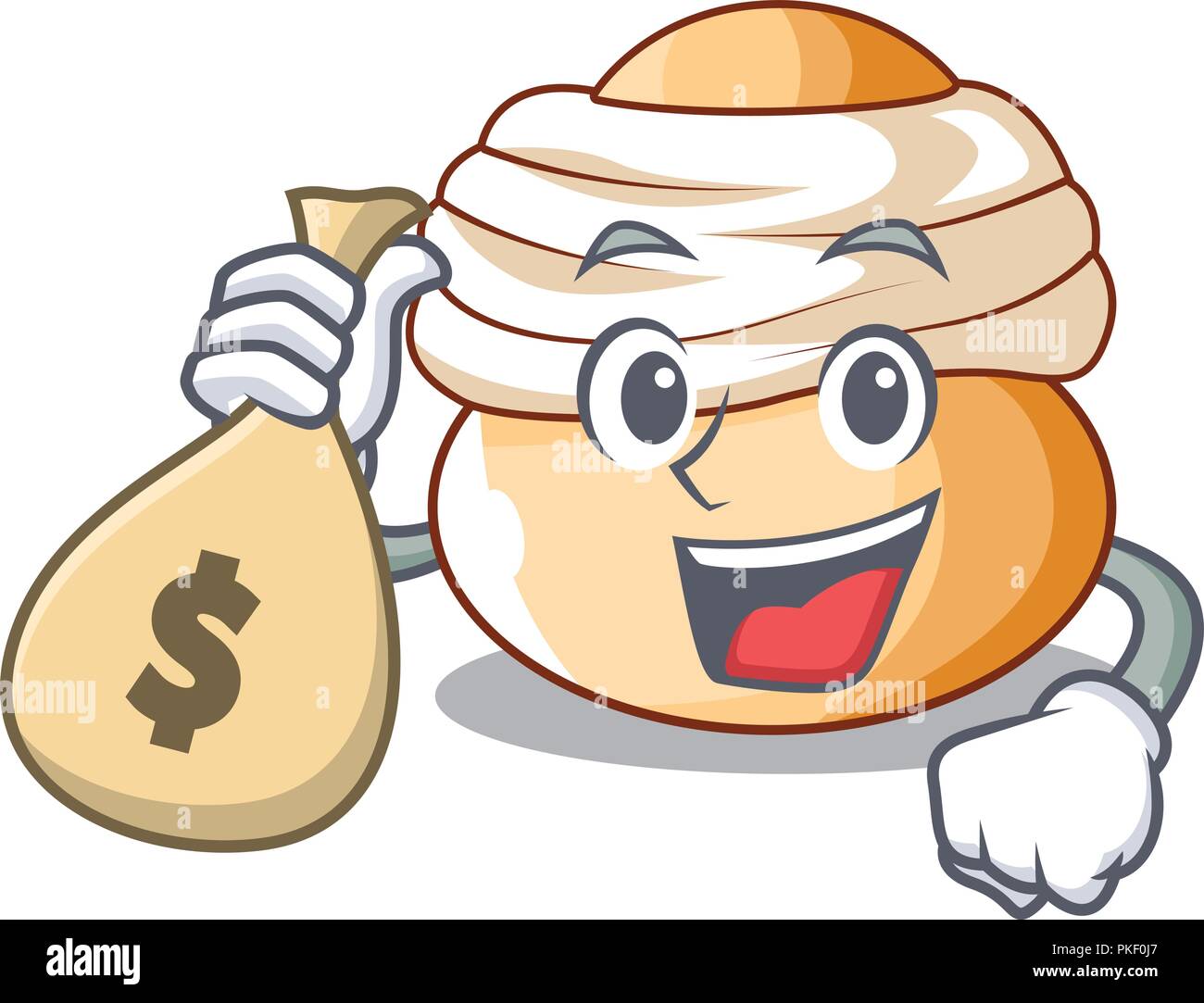 With money bag cartoon semla bun with almond paste Stock Vector Image ...