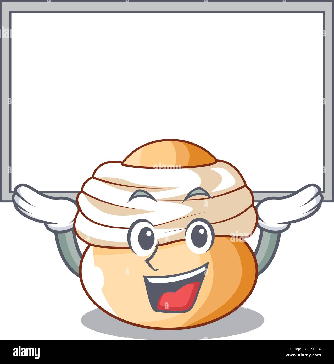 Up board cartoon semla bun with almond paste Stock Vector Image & Art ...