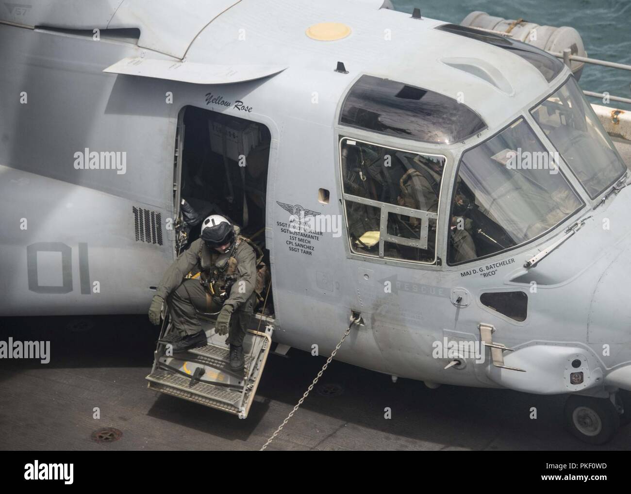 OCEAN (Aug. 3, 2018) The crew of an MV-22B Osprey, attached to Marine ...
