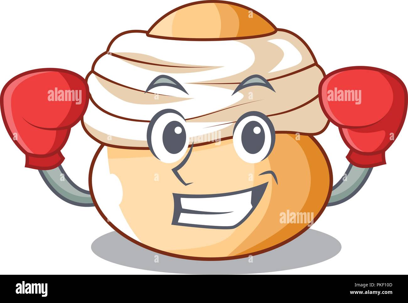 Boxing cartoon semla bun with almond paste Stock Vector Image & Art - Alamy