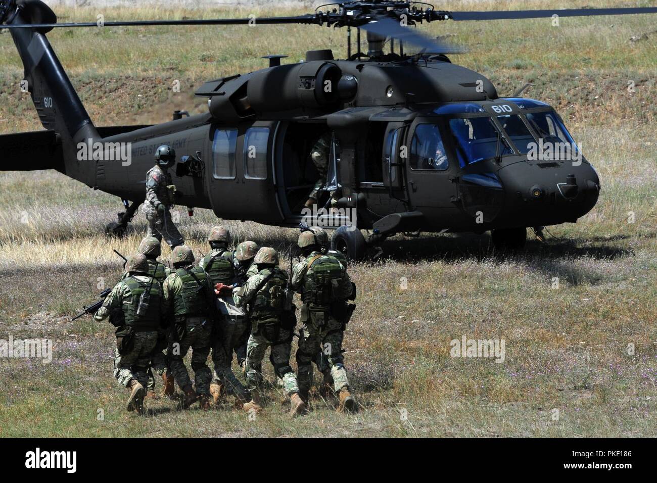 A U.S. Georgia Army National Guard UH-60 Black Hawk helicopter crew ...