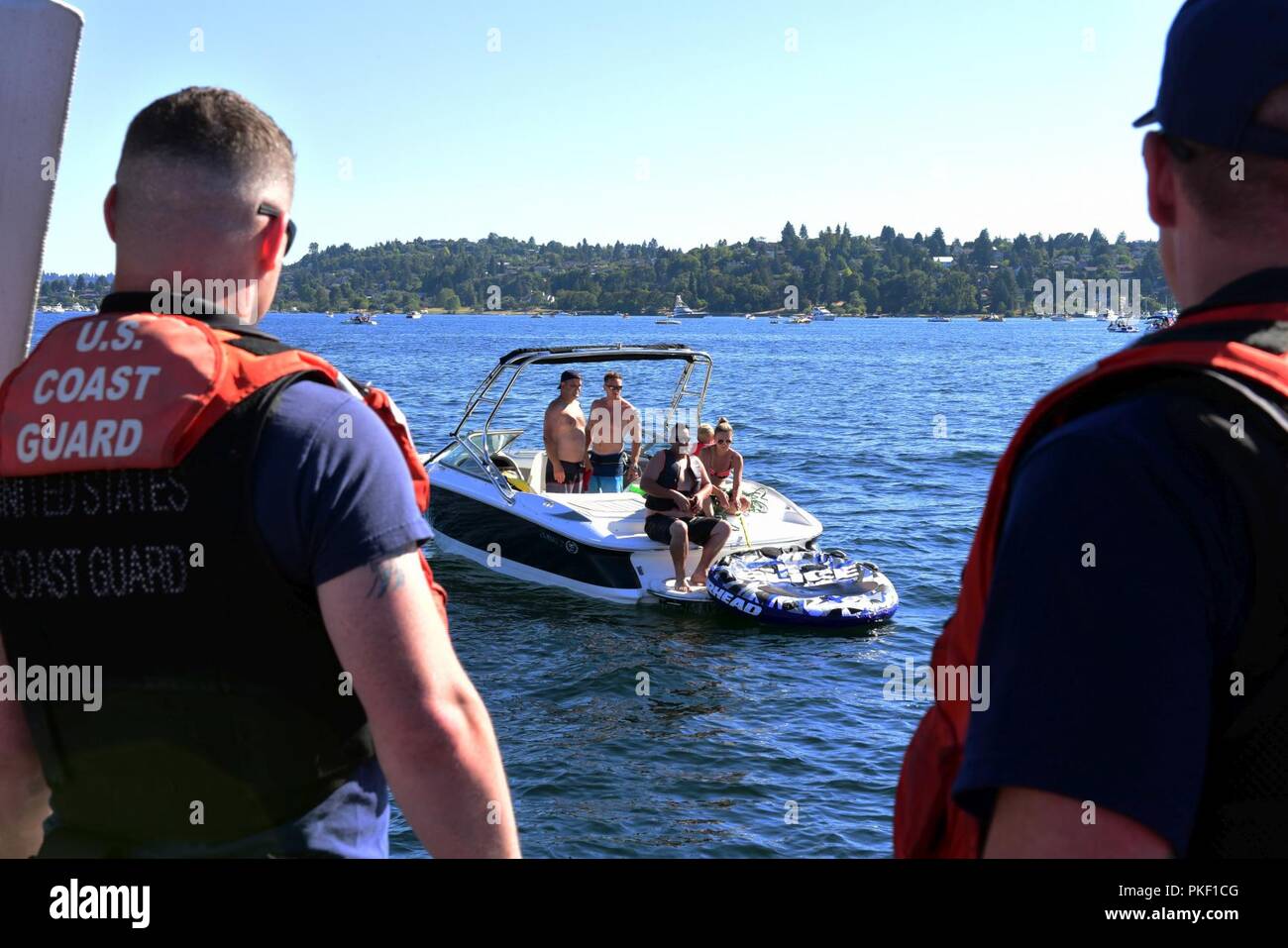 Boat crewmembers from Coast Guard Station Seattle aboard a 45-foot ...