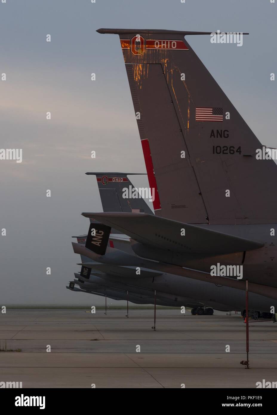 KC-135 Stratotankers with the 121st Air Refueling Wing, Ohio are lined ...