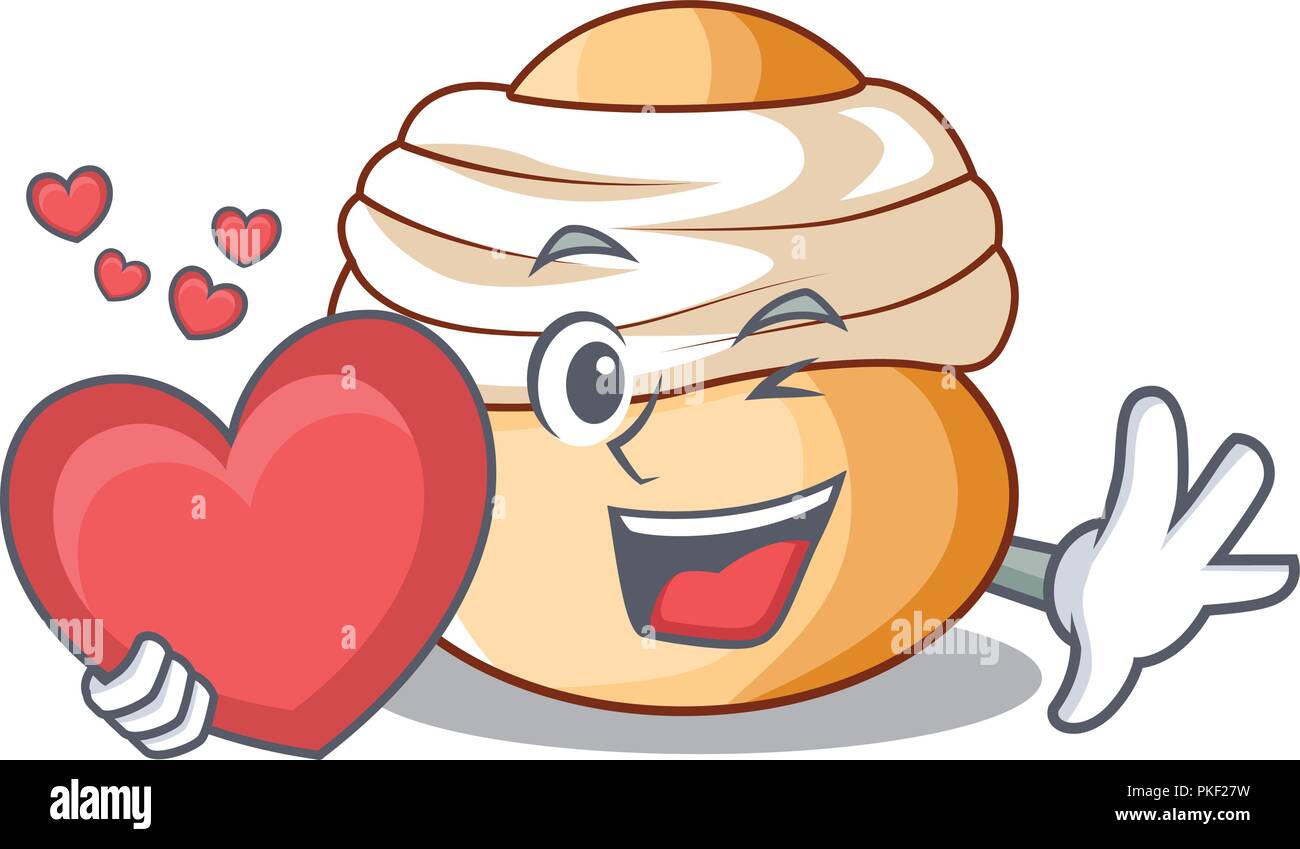 With heart semla swedish cream bun on cartoon Stock Vector Image & Art ...