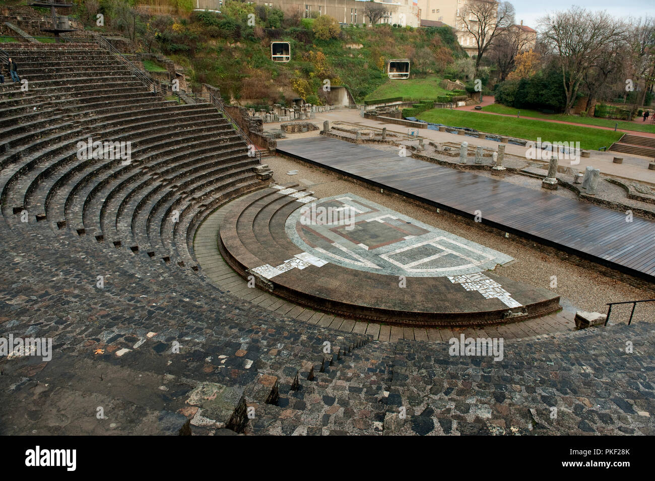 The Théâtres Romains, a Roman theater-odeum-temple complex, in Lyon ...