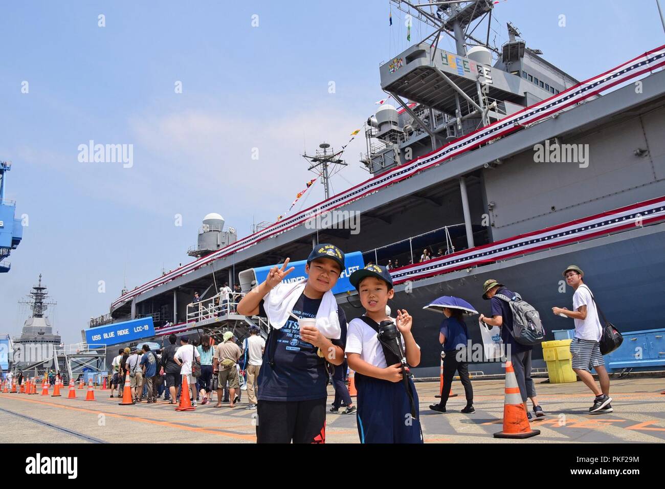 YOKOSUKA, Japan (August 04, 2018) - Two young Japanese boys pose for a ...