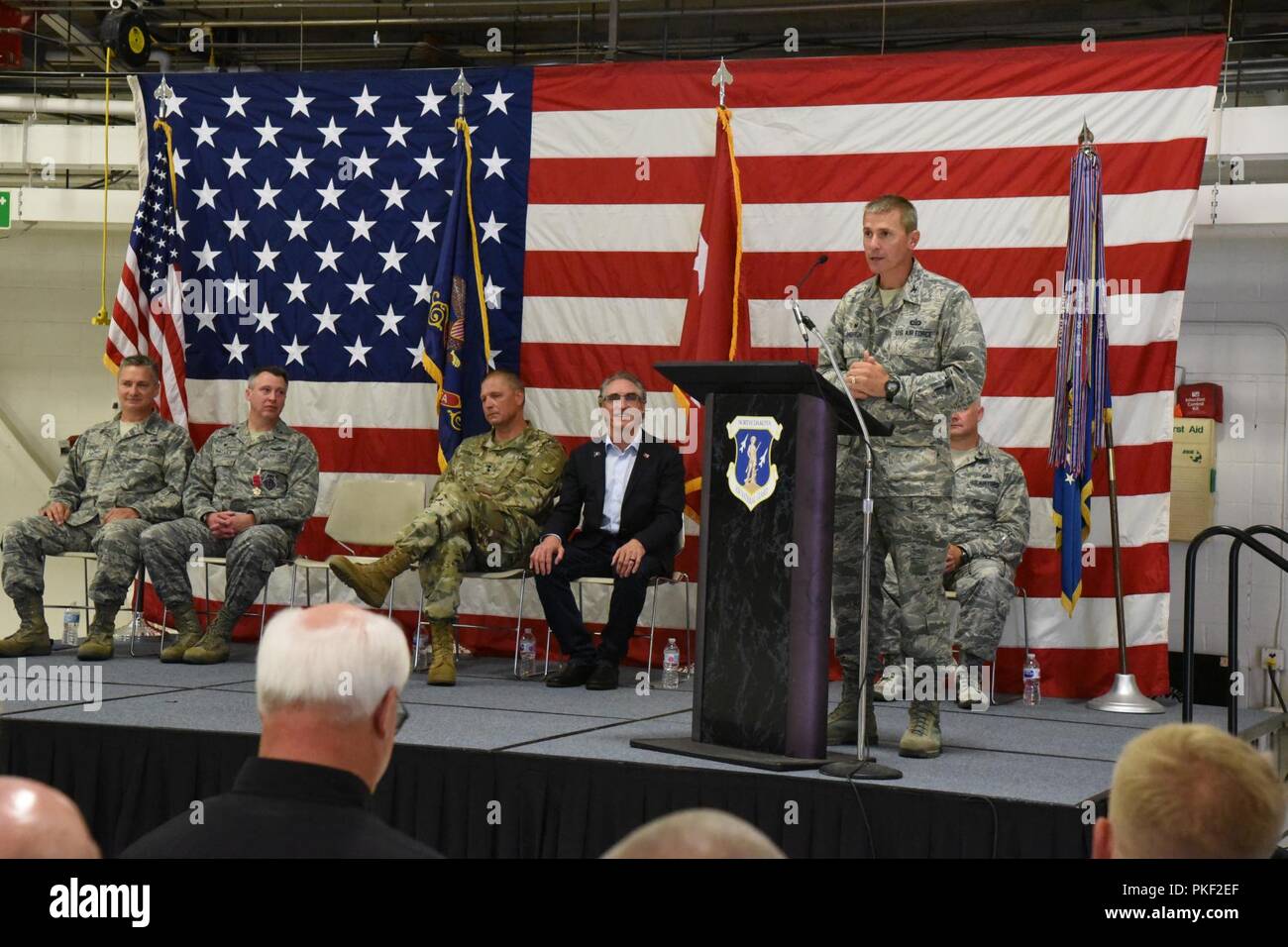 U.S. Air Force Col. Darrin Anderson addresses the 119th Wing unit ...