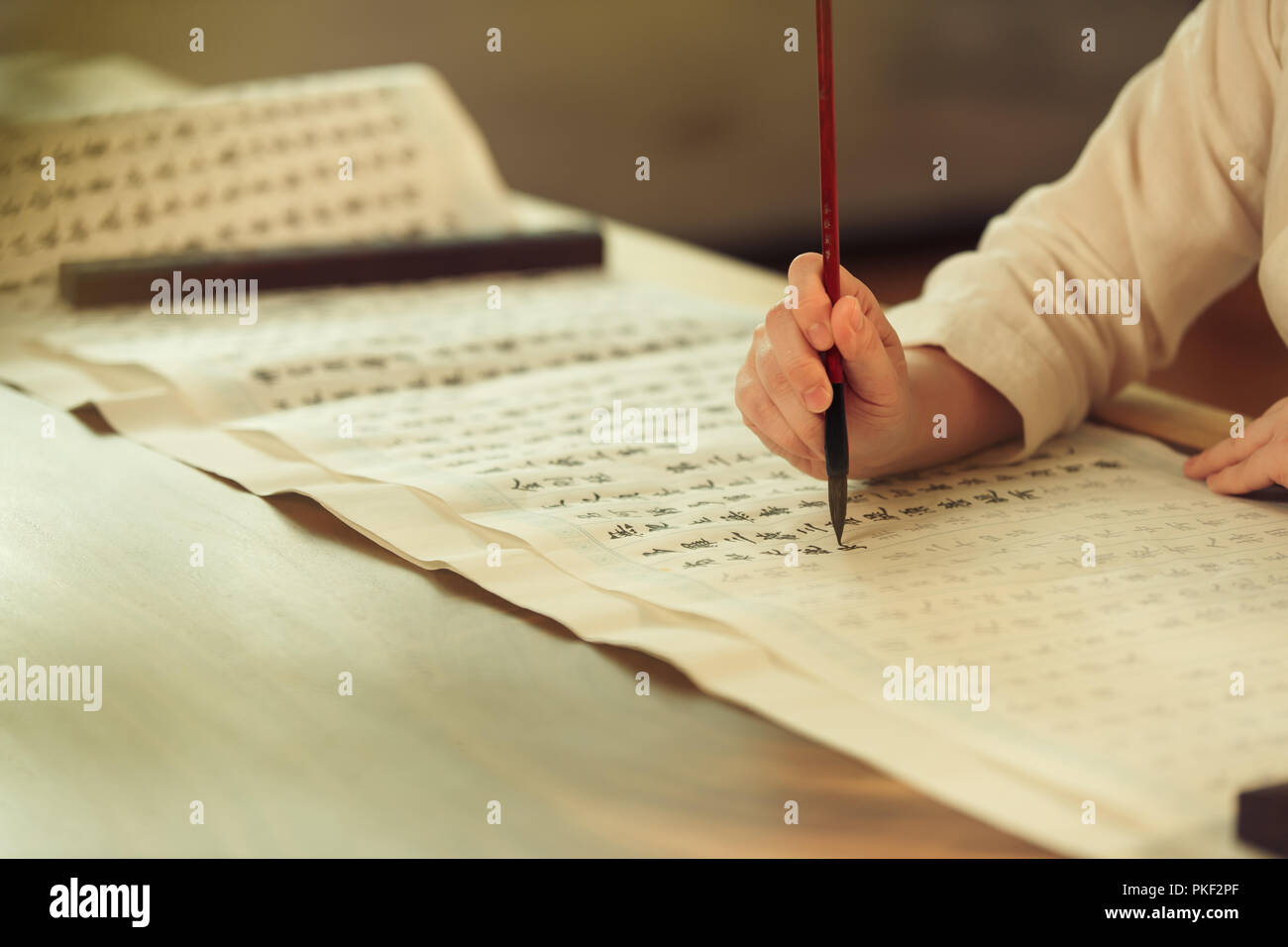 Young women in practice calligraphy Stock Photo - Alamy