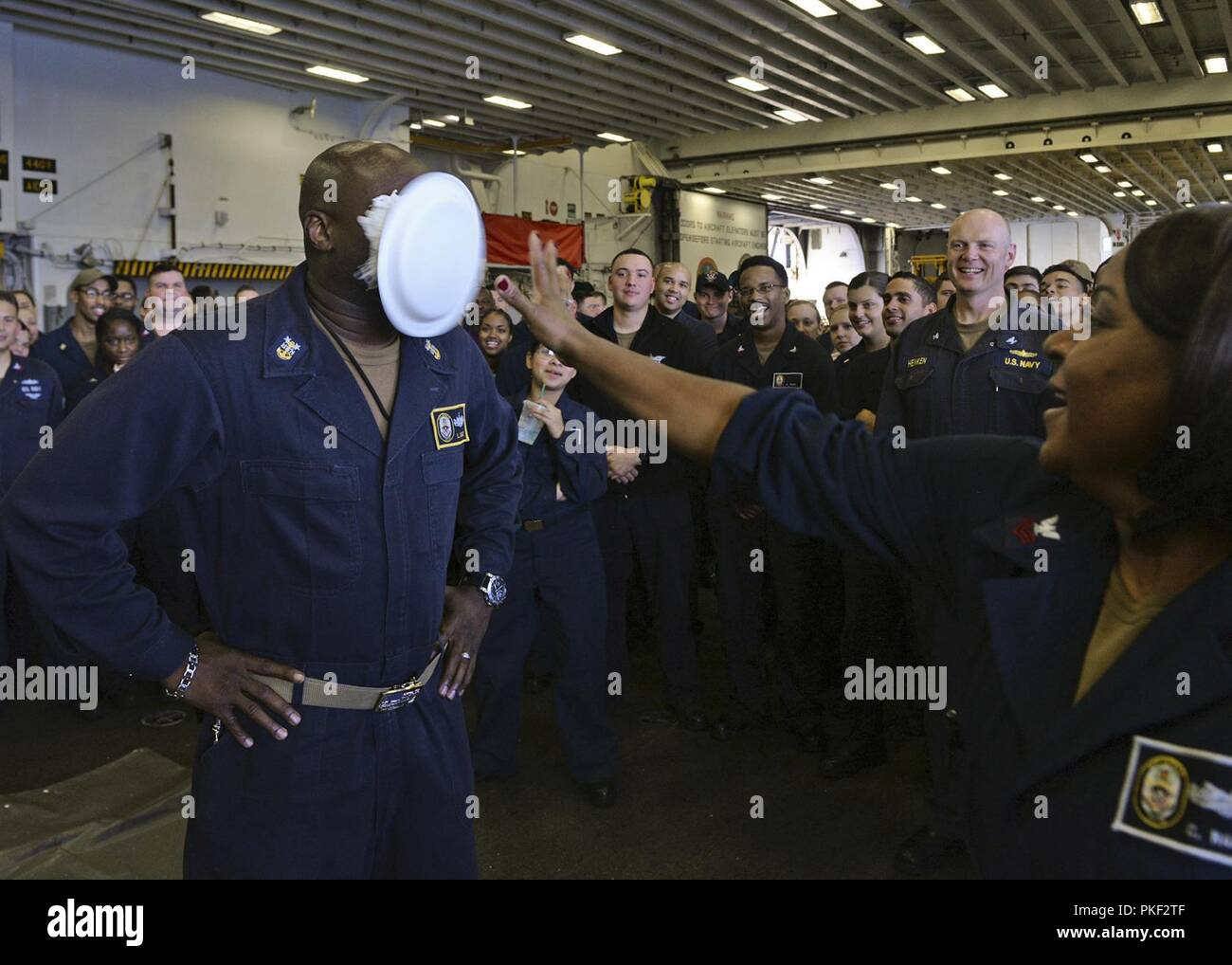 OCEAN (Aug. 2, 2018) Master Chief Ship’s Serviceman Lynford Rabsatt ...