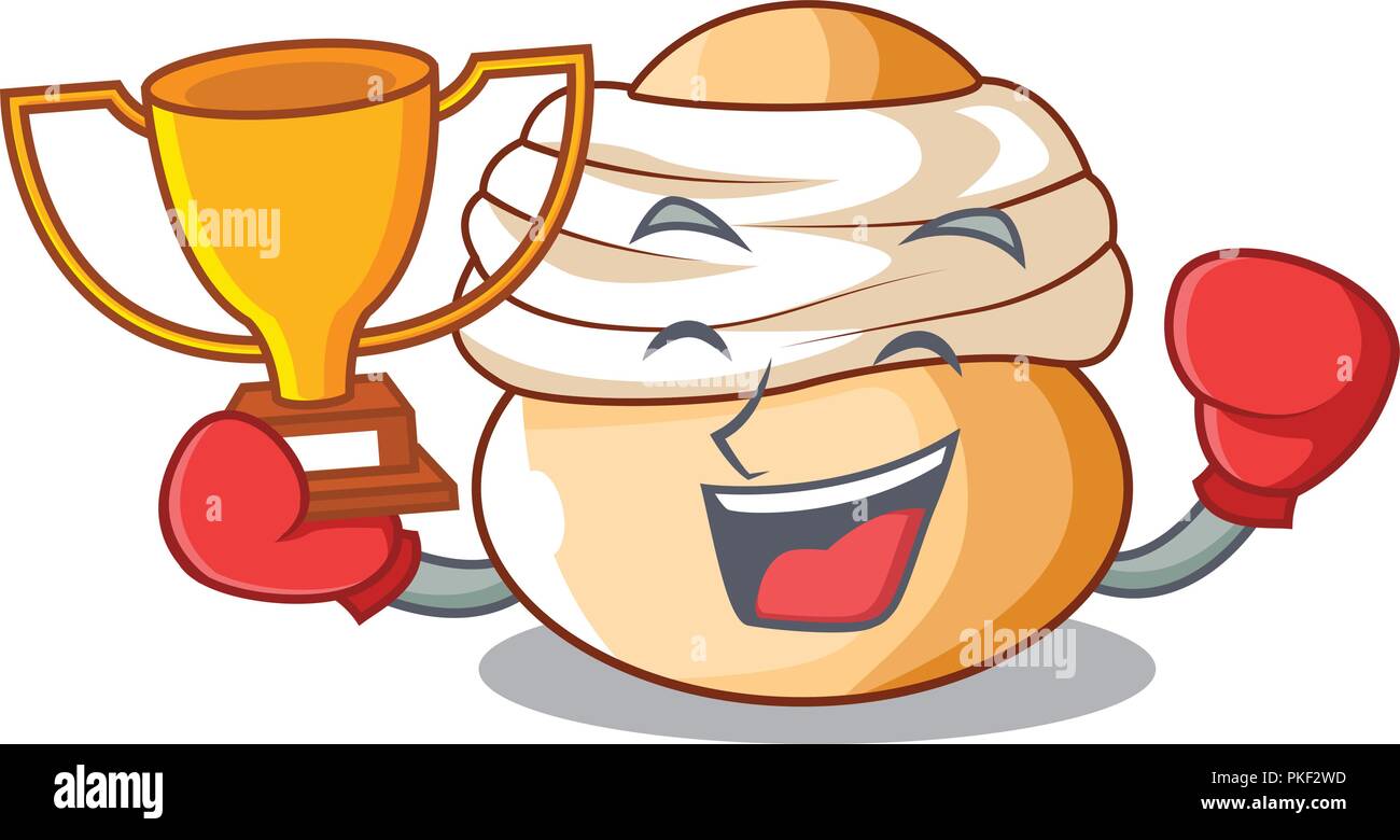 Boxing winner seasonal swedish dessert semla buns cartoon Stock Vector ...