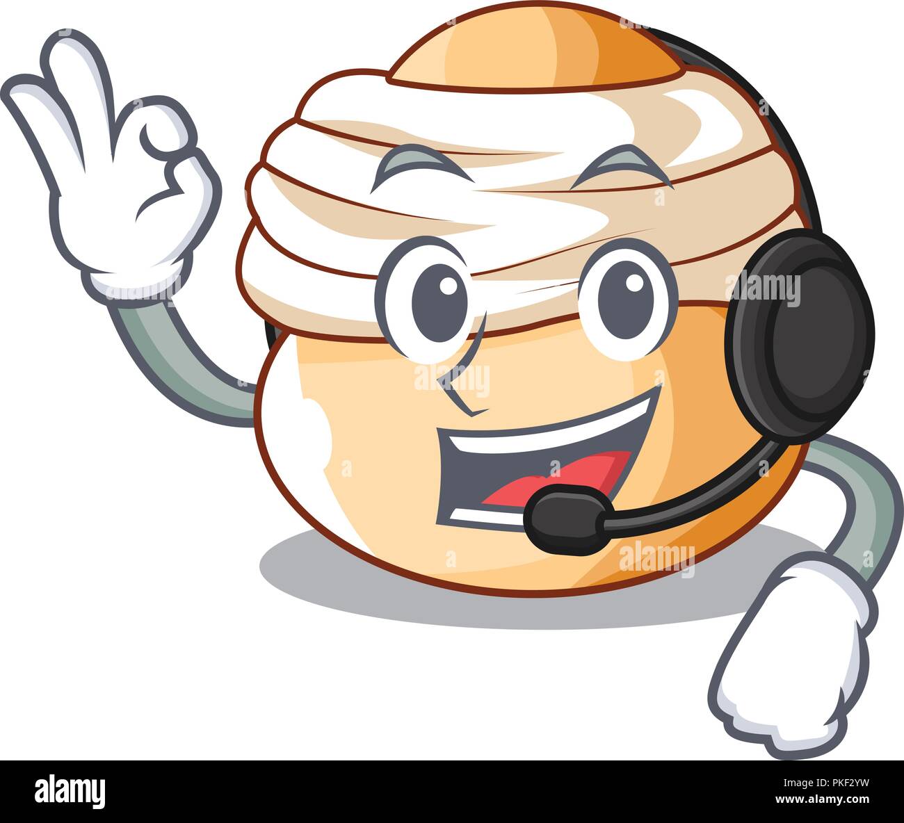 With headphone seasonal swedish dessert semla buns cartoon Stock Vector ...