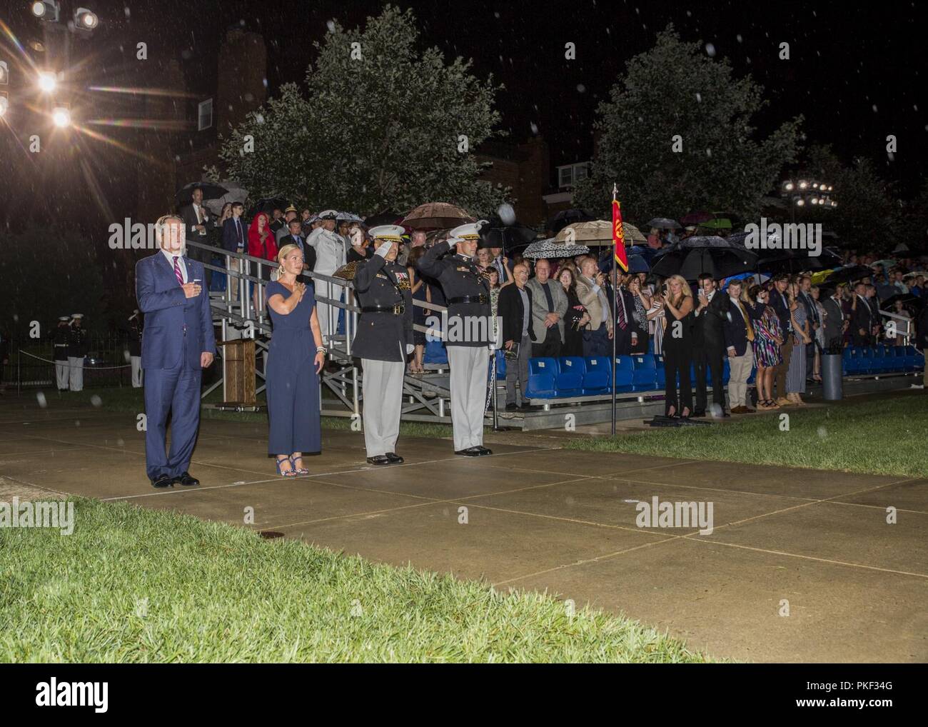 From left, U.S. Marine Corps Col. Tom Manion, retired, chairman ...