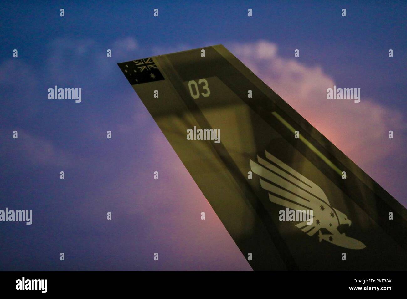 A tail flash from a Royal Australian Air Force F-35A Lightning II is ...