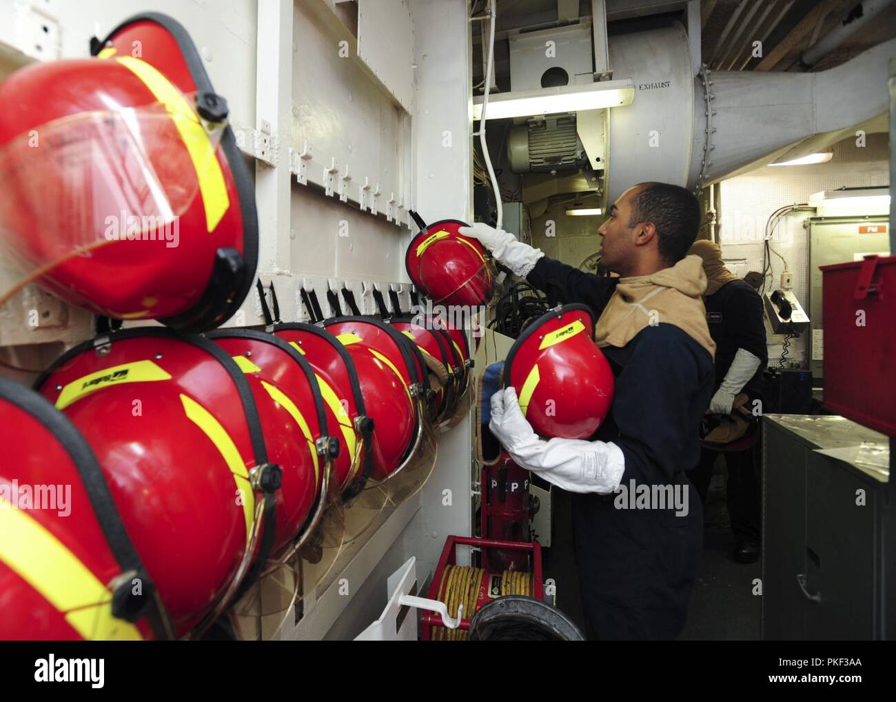 OCEAN (Aug. 4, 2018) Fireman Mohammad Mansoori, assigned to amphibious ...