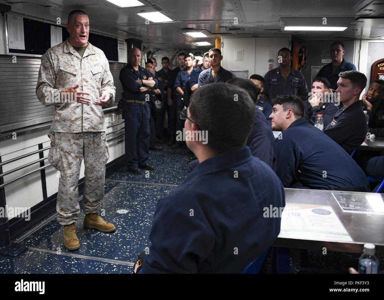 MANAMA, Bahrain (Aug. 5, 2018) Maj. Gen. David W. Coffman addresses the ...